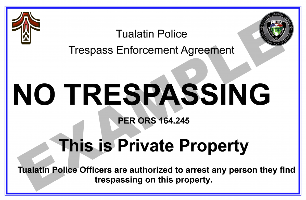 Trespass Authorization Program The City Of Tualatin Oregon Official